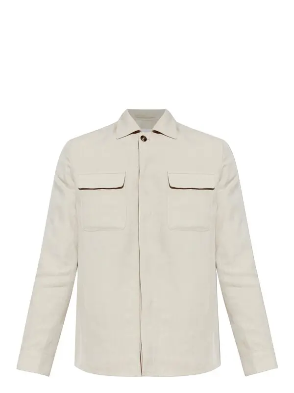 Eleventy Lyocell-linen Jacket With Pockets - Cream