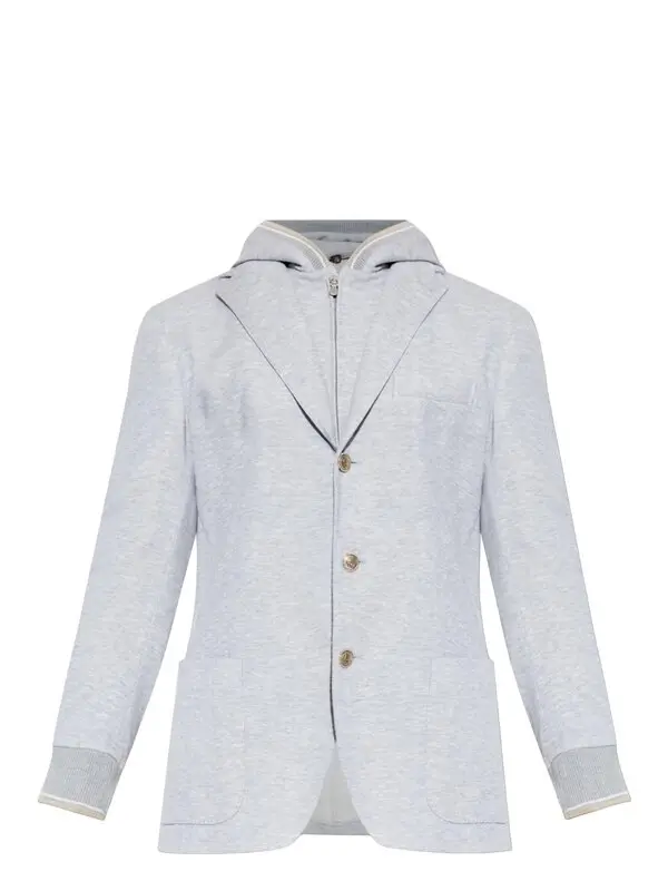 Eleventy Blazer With Detachable Hood - Grey