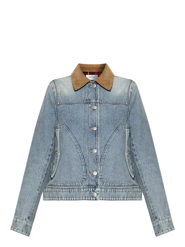 Alexander McQueen Denim Jacket With Corduroy Collar - Blue