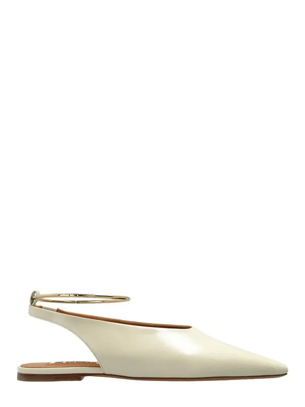 JIL SANDER Leather Ballerina Flats With Metal Anklet - Cream