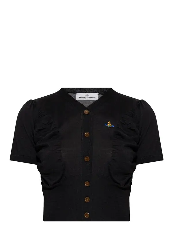 VIVIENNE WESTWOOD Wool Cardigan With Short Sleeves - Black