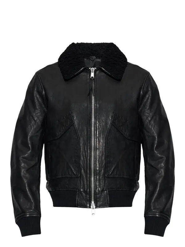 ALLSAINTS Vaucluse Aviator Leather Jacket - Black