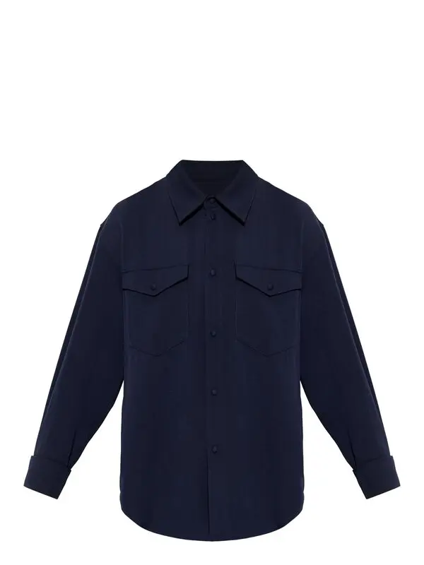 Kenzo Wool Oversized Shirt - Navy Blue