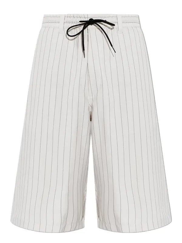 Y3 Pinstripe Wide Leg Shorts - White