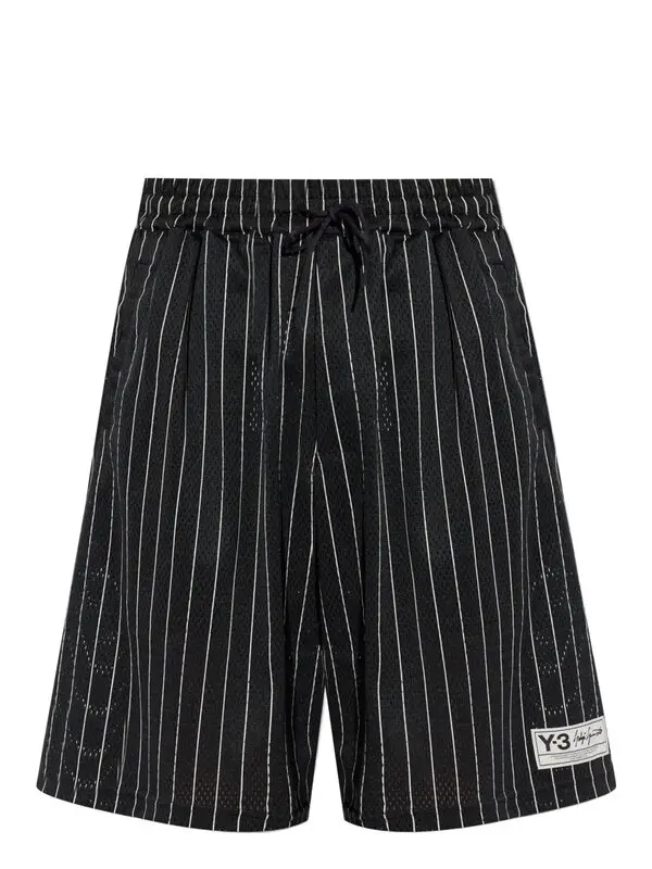 Y3 Perforated Striped Shorts - Black