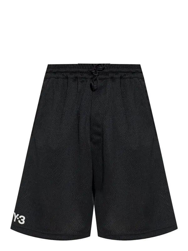 Y3 Perforated Shorts With Logo - Black