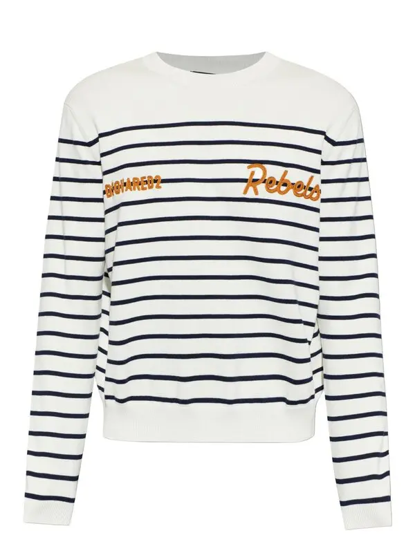 Dsquared2 Striped Logo Sweater - White