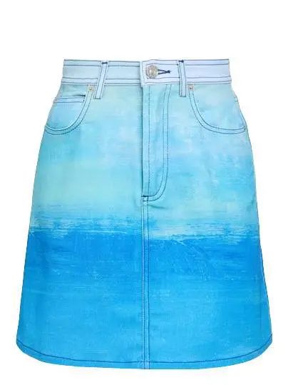 Marni Tie-dyed Flared Denim Skirt - Blue