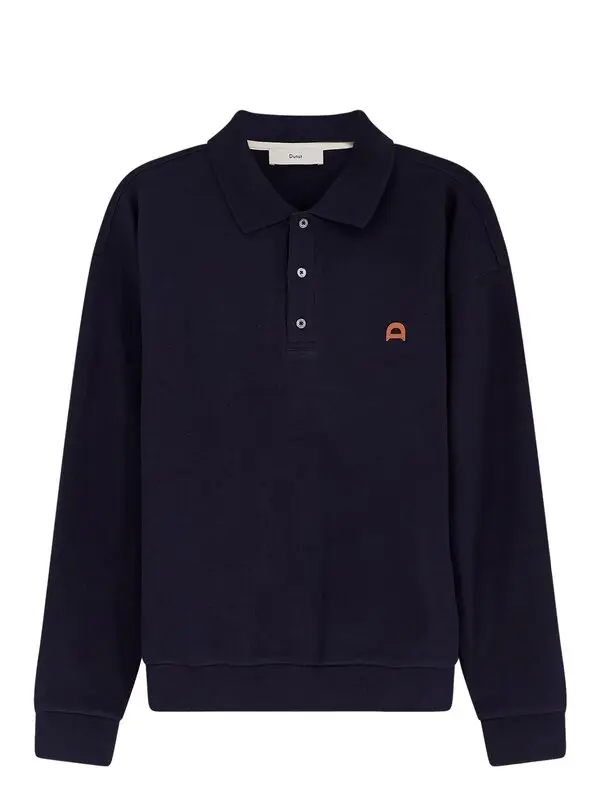 DUNST Cotton Polo Shirt With Logo Patch - Blue