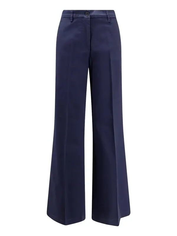 Aspesi Stretch Cotton Wide Leg Trousers - Blue