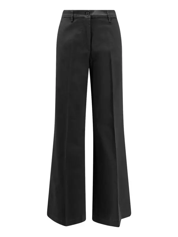 Aspesi Stretch Cotton Wide Leg Trousers - Black