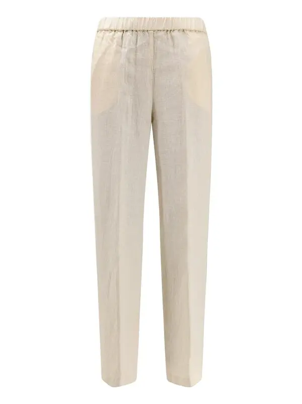 Aspesi Linen Wide Leg Trousers - Beige