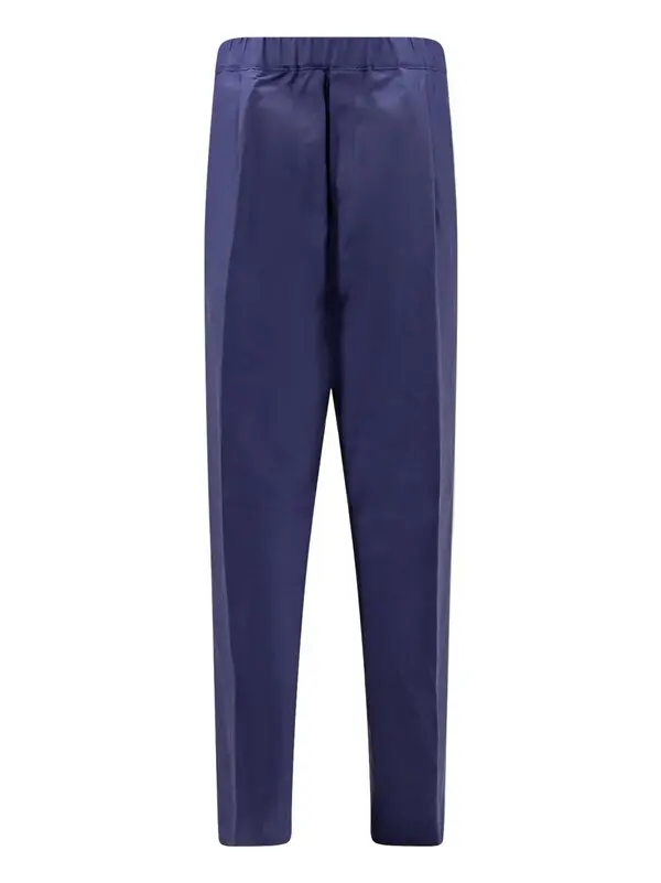 LANEUS Viscose And Linen Wide Leg Trousers - Blue