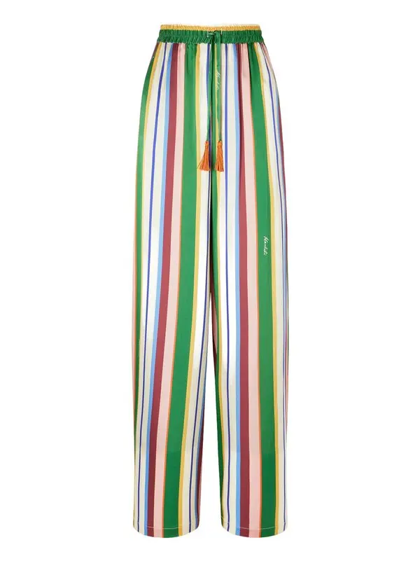 CRISTIANO MARCHELI Letizia Tasseled Striped Wide-leg Pants - Multi