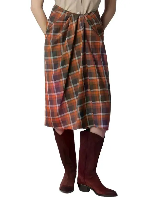 6397 Tartan Plaid Skirt - Orange