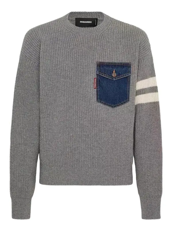 Dsquared2 Pocket Stripe Sweater - Grey
