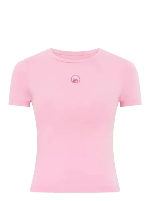 MARINE SERRE Pearl Logo Baby Fit T-shirt - Pink