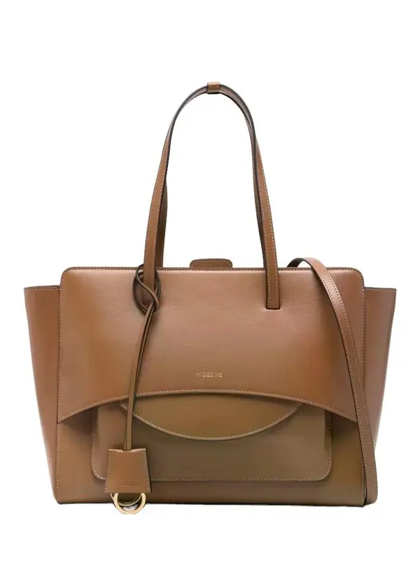 HIDESINS Leather Flap Tote Bag - Brown