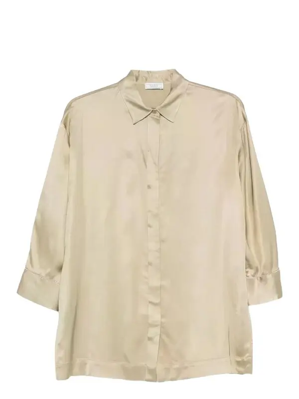 Peserico Buttoned-cuff Top - Neutrals