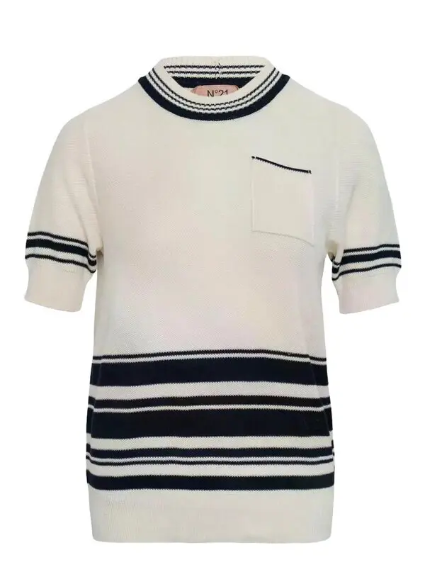 N°21 Pocket Striped Sweater - White