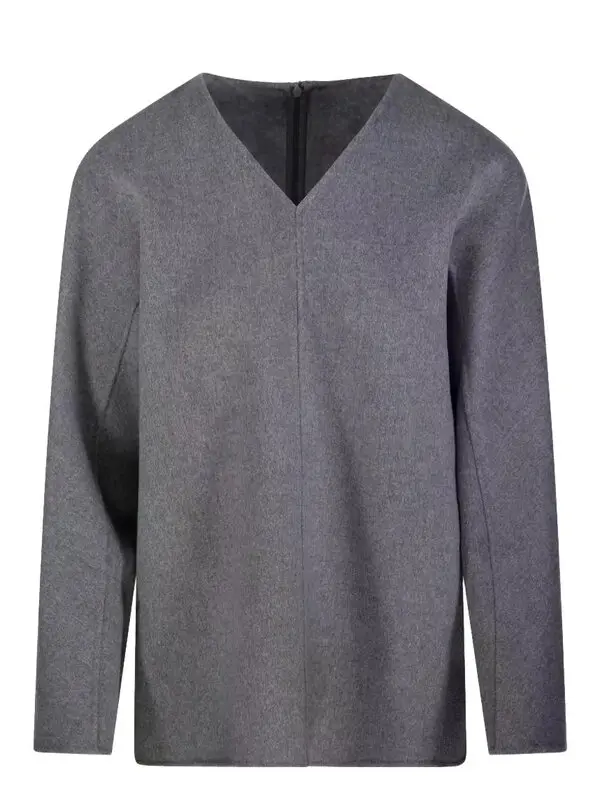 Max Mara V-neck Wool Blouse - Grey