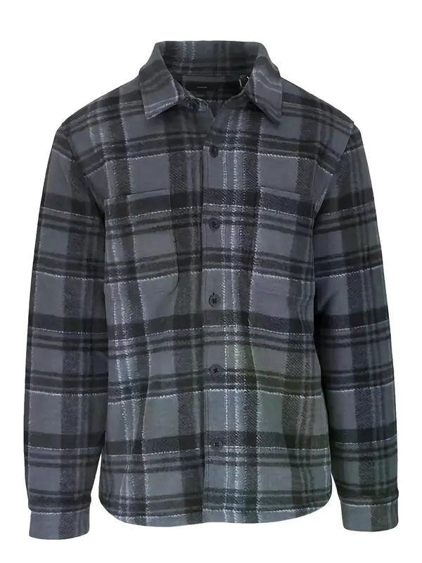 Vince Chest-pocket Plaid-pattern Shirt - Grey