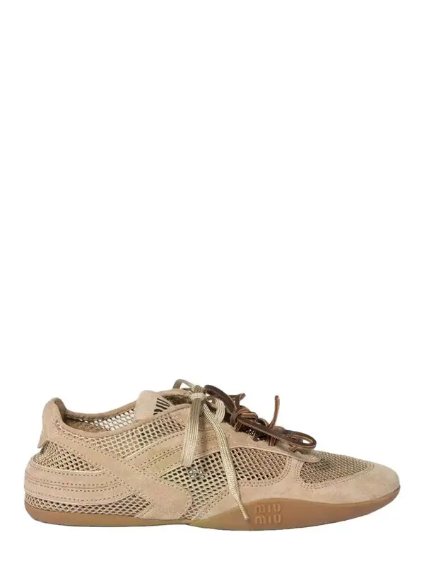 Miu Miu Mesh Suede Trainers - Neutrals