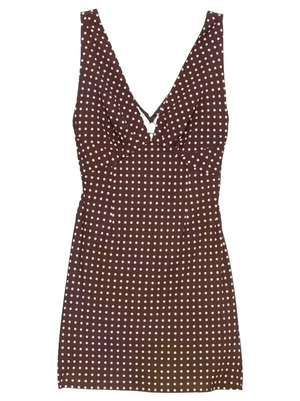 Faithfull The Brand Graciela Polka-dot Mini Dress - Brown