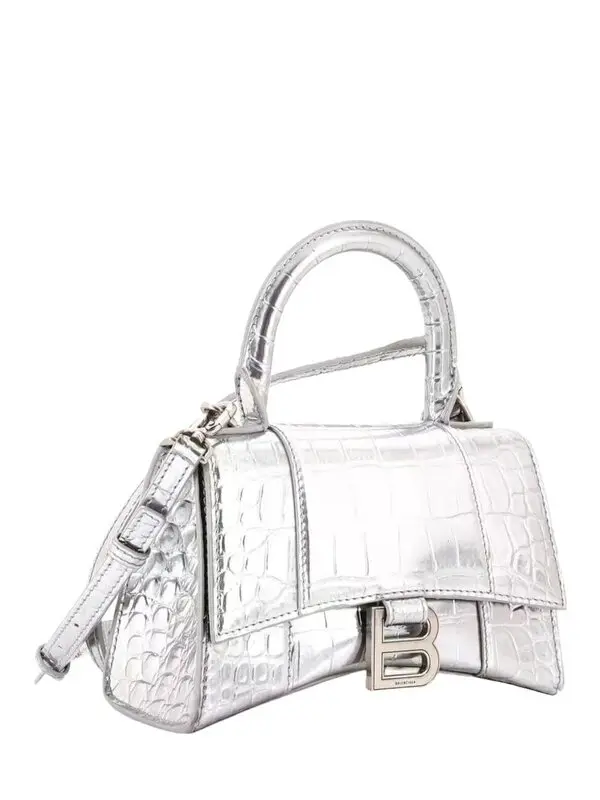 Balenciaga Hourglass Top Handle Xs Satchel - Silver