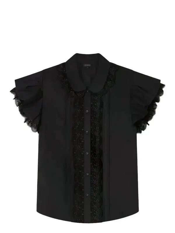 LEE MATHEWS Tari Ruffled Lace Shirt - Black