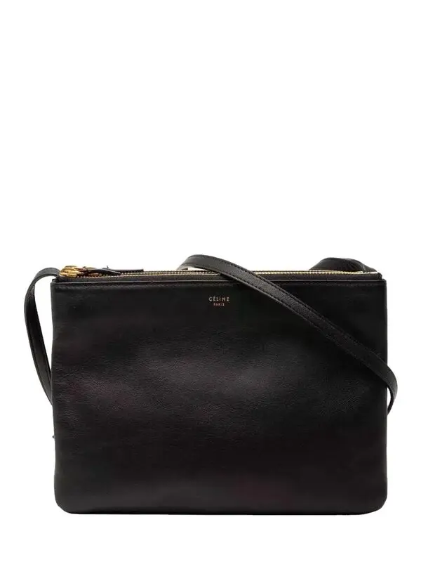 Celine Large Lambskin Trio Crossbody Bag - Black