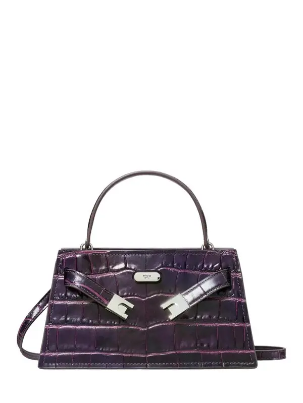 Tory Burch Mini Lee Radziwill Crocodile-embossed Top-handle Mini Bag - Purple