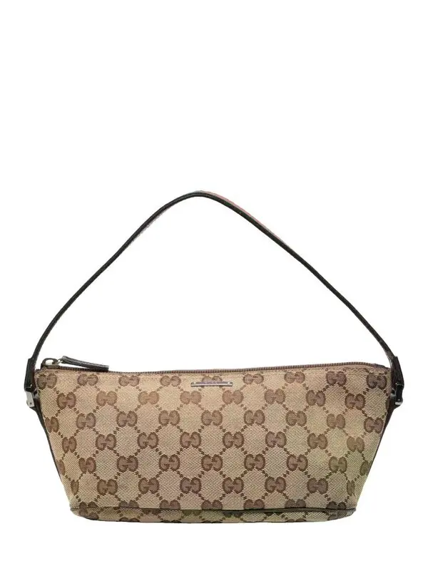 Gucci Gg Canvas Web Boat Shoulder Bag - Brown
