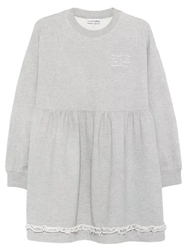 GANNI Crew-neck Mini Dress - Grey