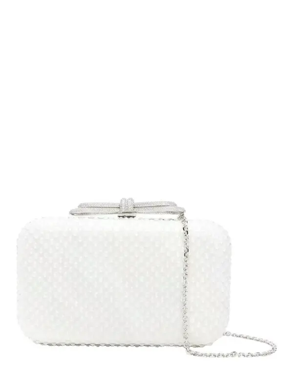 Mach & Mach Double Bow Embellished Clutch - White