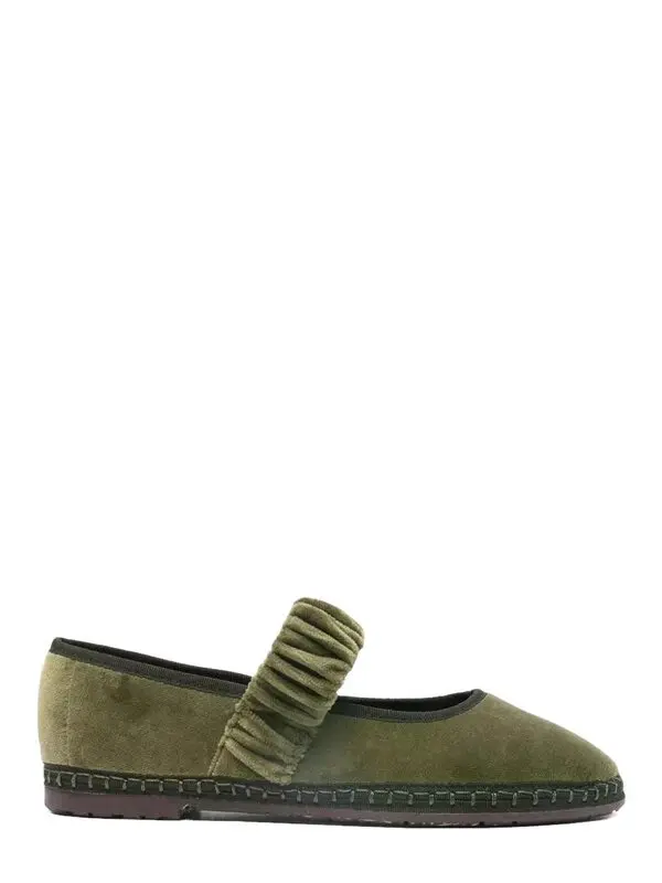 FLABELUS Mafalda Ruched-strap Ballet Flats - Green