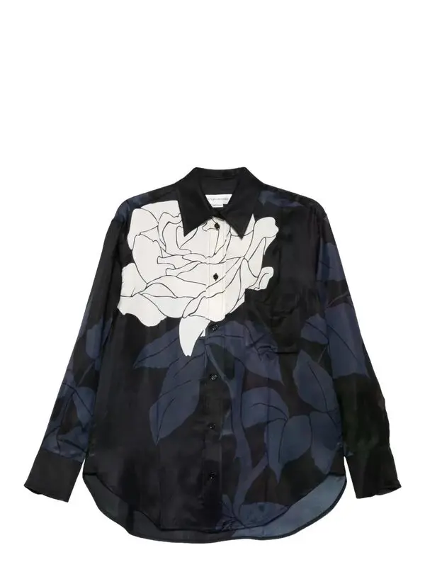 Victoria Beckham Floral-print Pocket Shirt - Blue