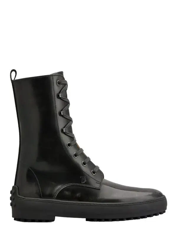 TOD'S Leather Lace-up Boots - Black