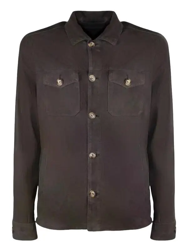 VOLFAGLI FIRENZE Urano Suede Shirt Jacket - Brown