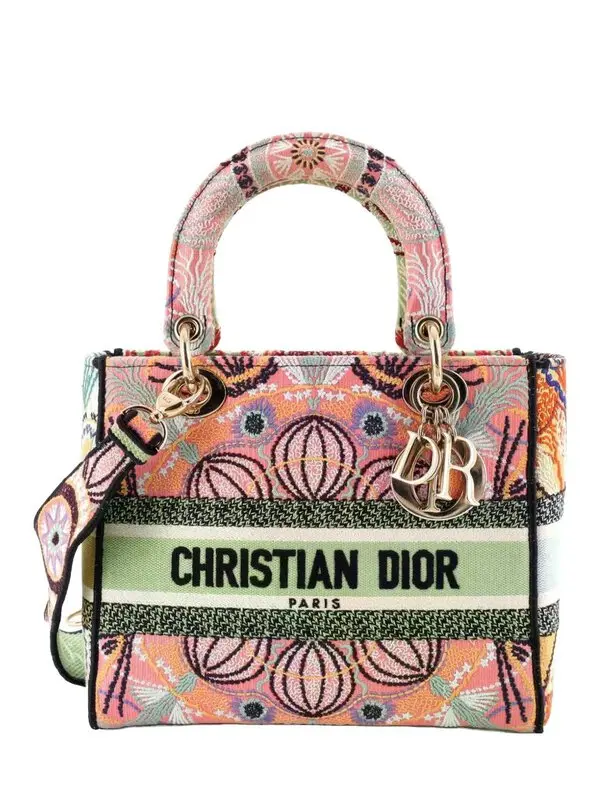 Dior Lady D-lite Embroidered Canvas Satchel - Multicolour