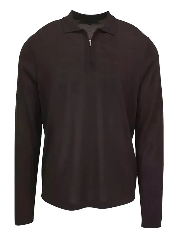 PYA Zip-up Polo Polo Shirt - Brown