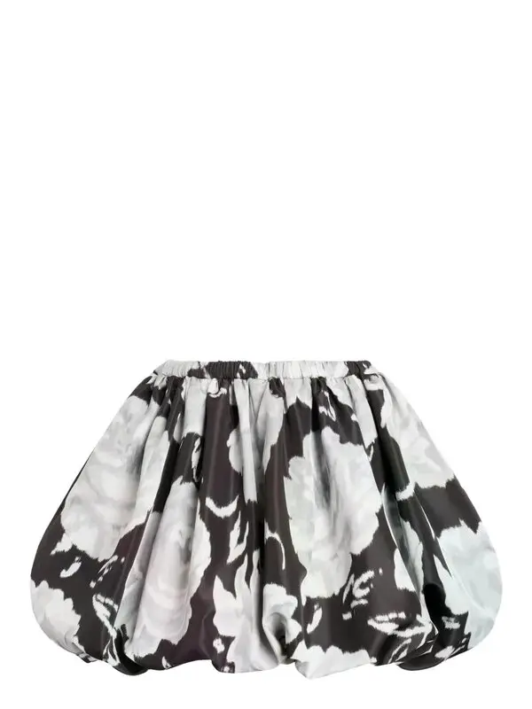 Patou Floral Mini A-line Skirt - Black