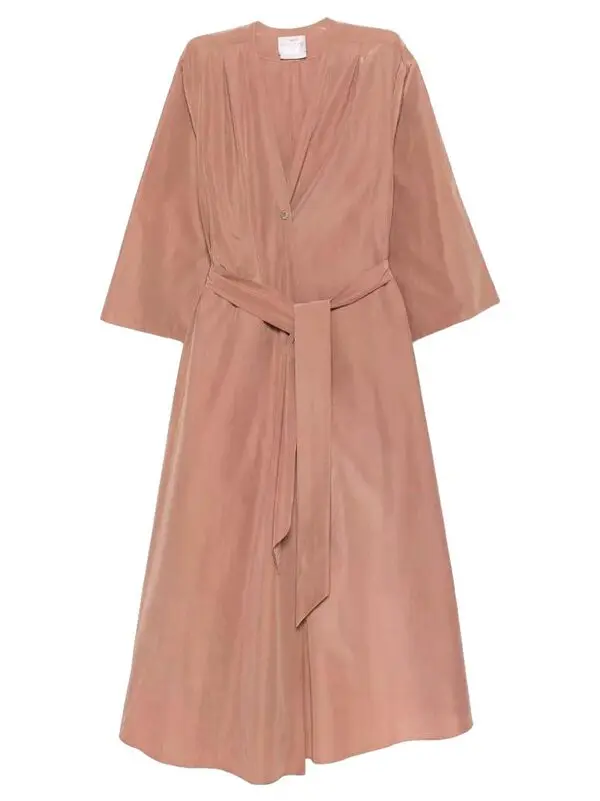FORTE_FORTE Long-sleeve Belted Midi Dress - Pink