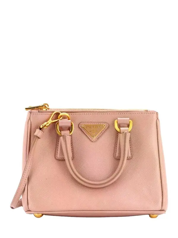 Prada Galleria Double Zip Mini Crossbody Bag Saffiano Leather - Pink