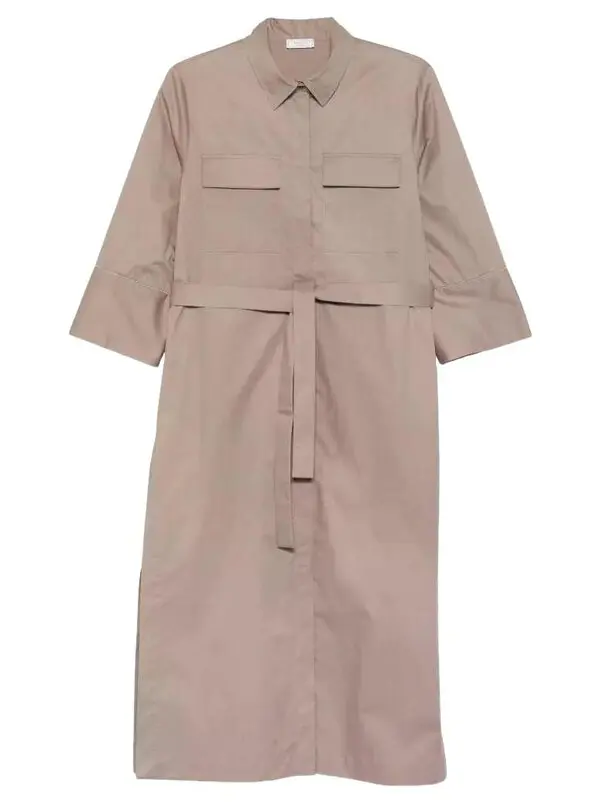 Peserico Chest-pockets Belted Dress - Neutrals
