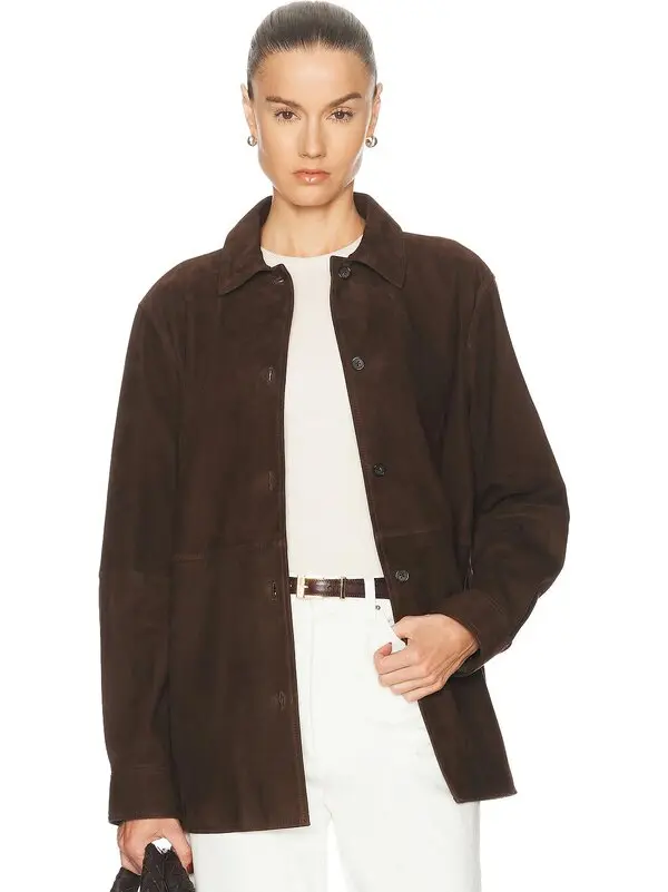 TOTEME Soft Suede Overshirt - Bark