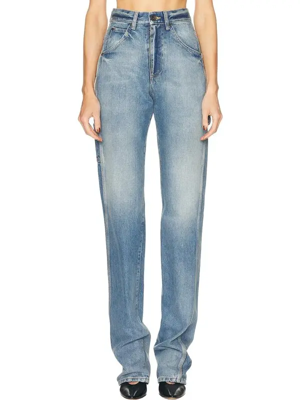 MAISON MARGIELA High-waist Straight-leg Jeans - Light Blue Indigo