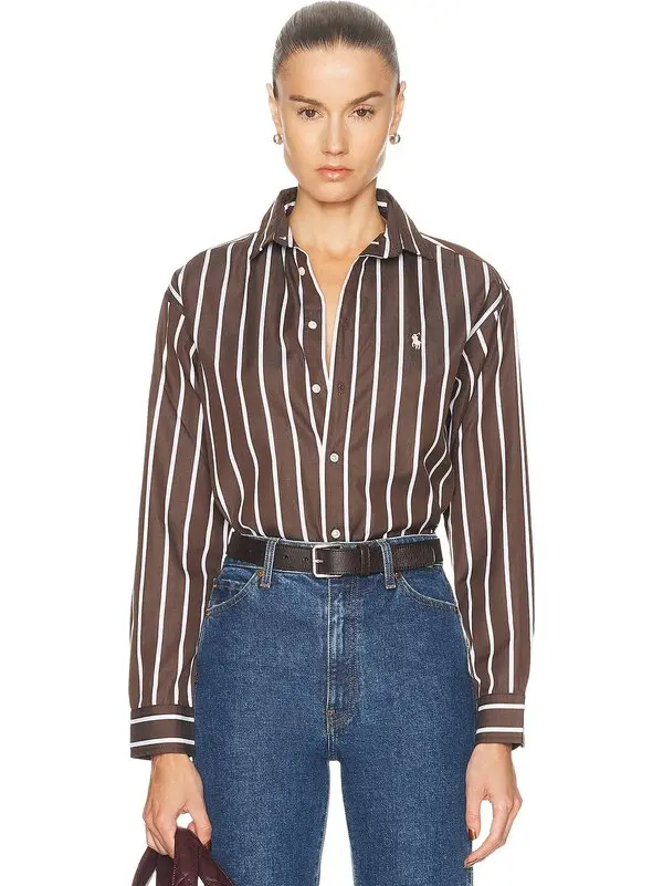 Polo Ralph Lauren Striped Shirt - 1705 Dark Brown & White