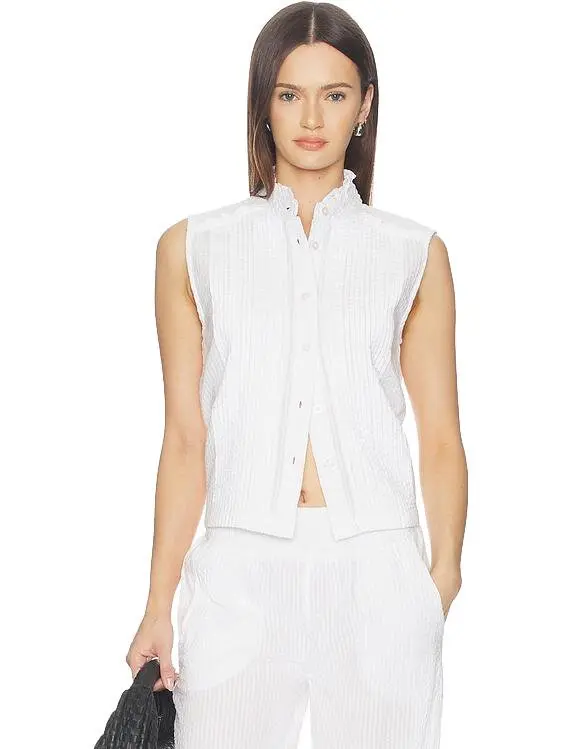BOBI Pintuck Sleeveless Top - White