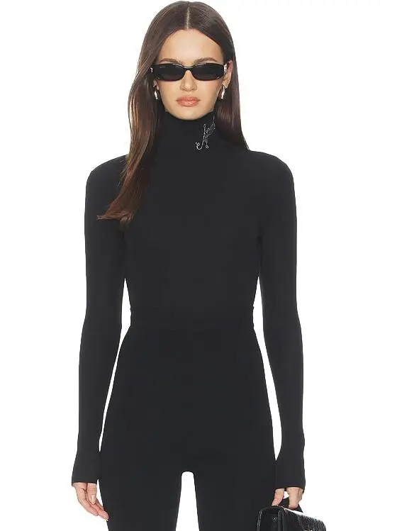 AREA Turtleneck Logo Bodysuit - Black